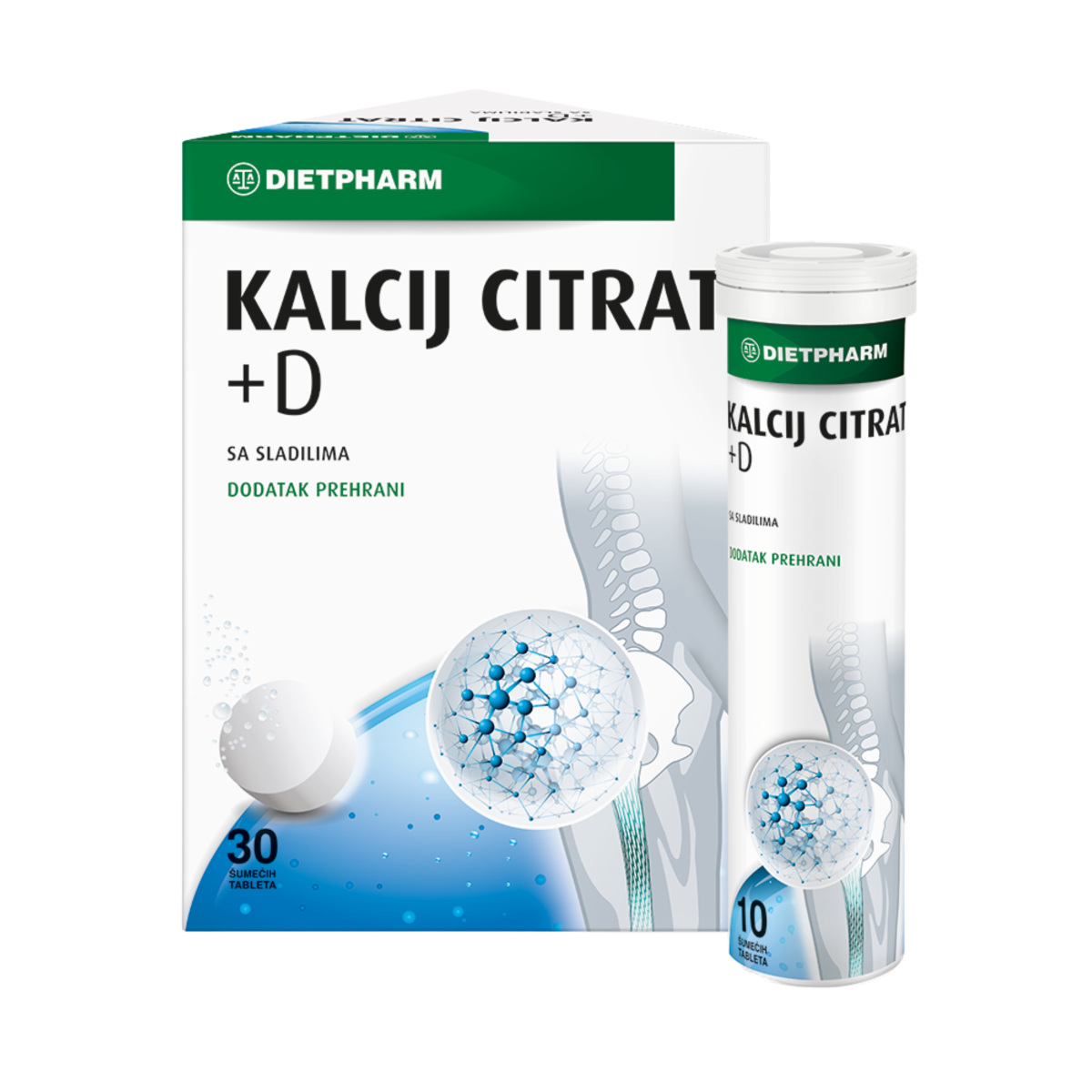Dietpharm Kalcij Citrat + D šumeće tablete, 30 šumećih tableta - Li ...
