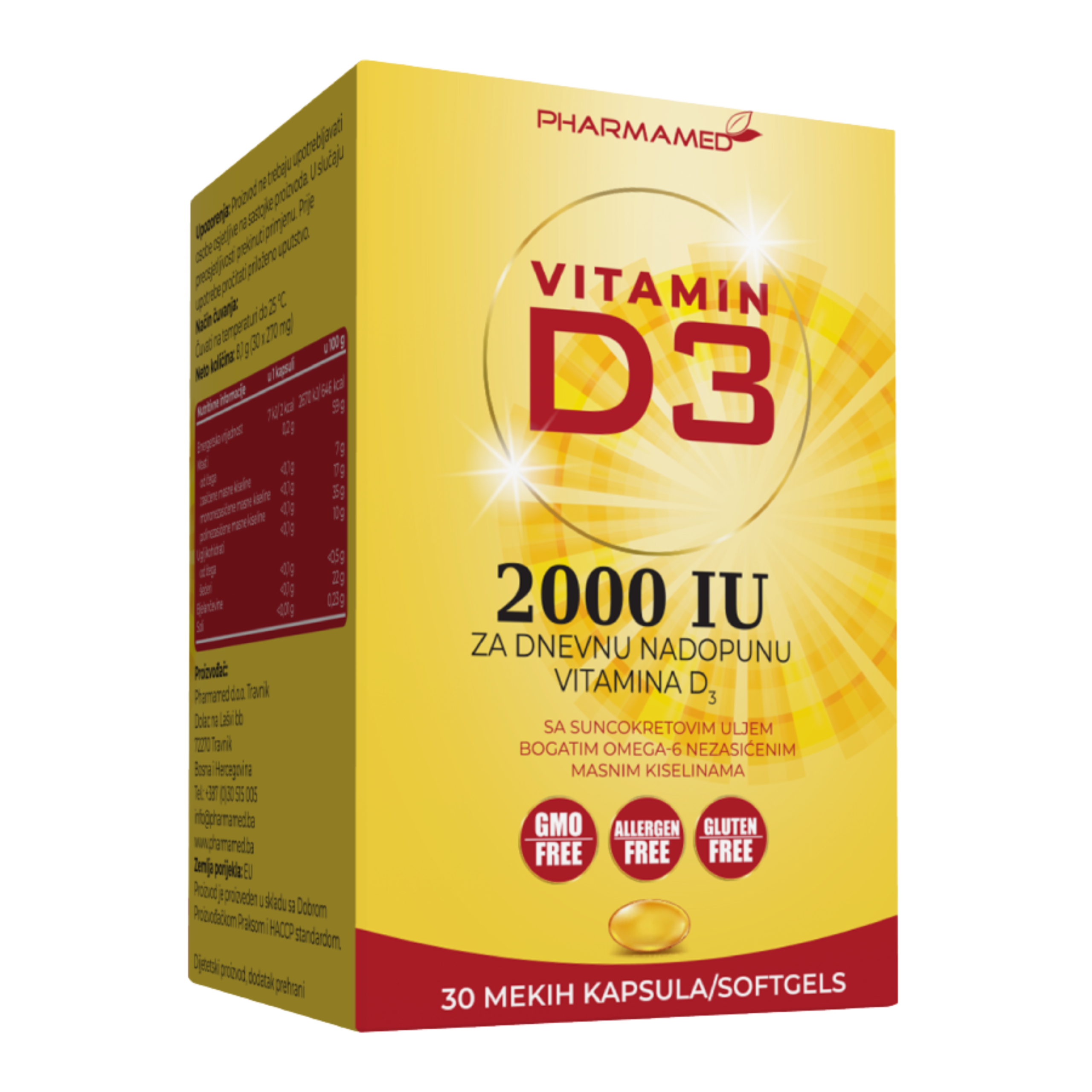 Pharmamed Vitamin D3 2000 IU, 30 mekih kapsula - Li-pharma | Vaša online apoteka
